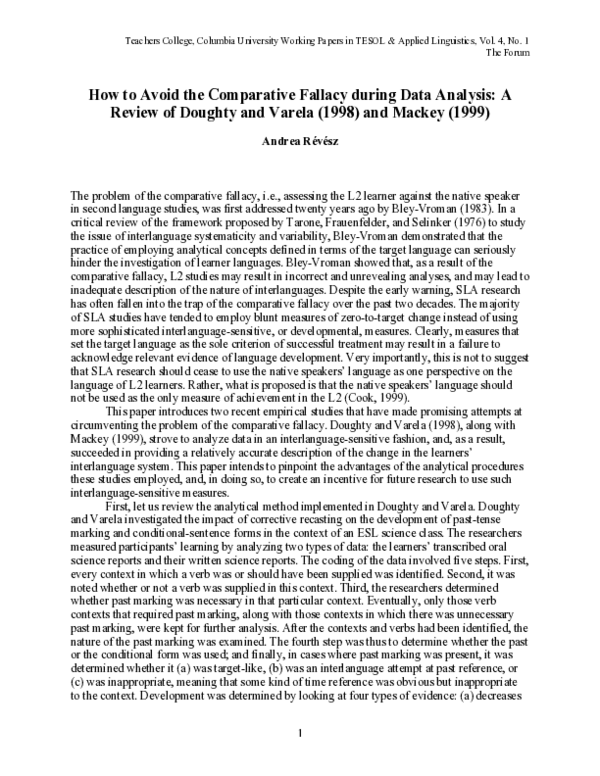 (PDF) How to avoid the comparative fallacy during data analysis: A ...