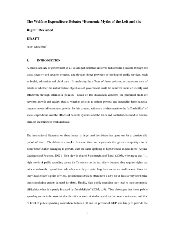 (PDF) The Welfare Expenditure Debate: ‘Economic Myths of the Left and ...