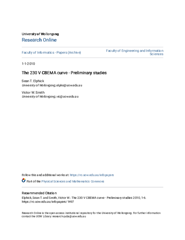 (PDF) The 230 V CBEMA curve — Preliminary studies