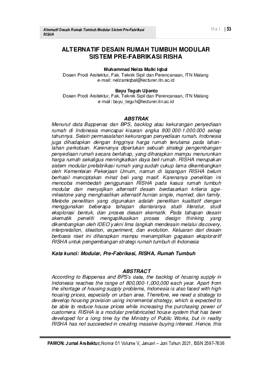 (PDF) Alternatif Desain Rumah Tumbuh Modular Sistem Pre-Fabrikasi Risha