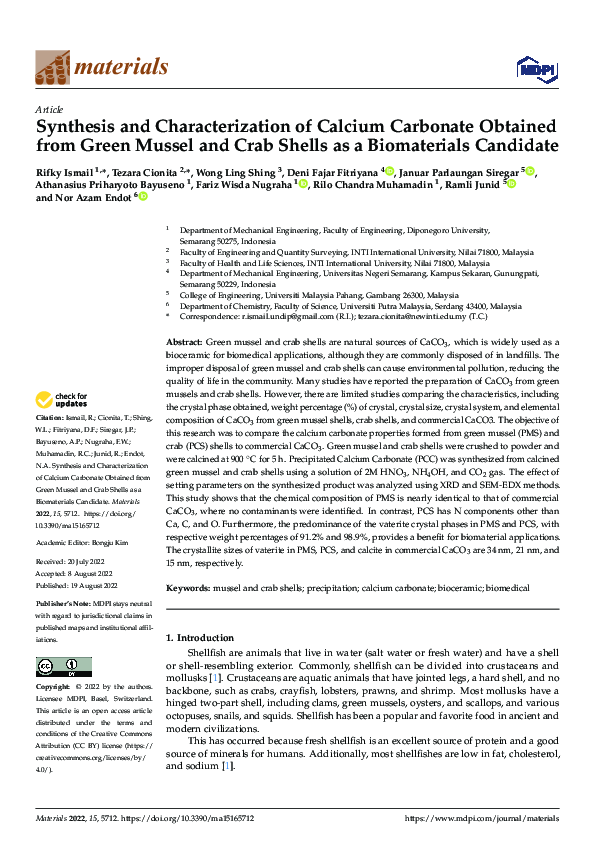 (PDF) Synthesis and Characterization of Calcium Carbonate Obtained from ...