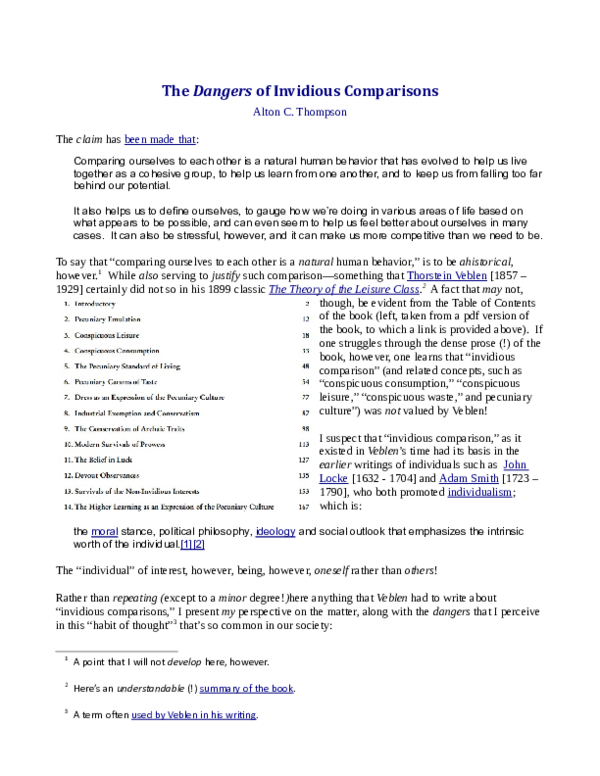 (PDF) Dangers of Invidious Comparisons | Alton C. Thompson - Academia.edu