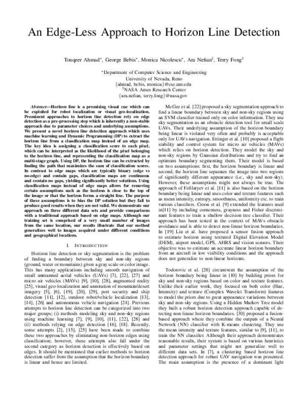 (PDF) An Edge-Less Approach to Horizon Line Detection