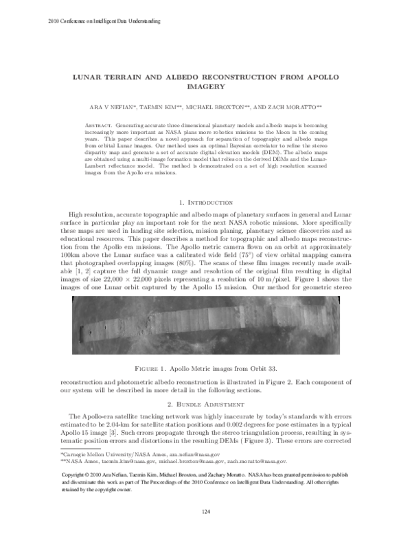 (PDF) Lunar Terrain and Albedo Reconstruction of the Apollo 15 Zone