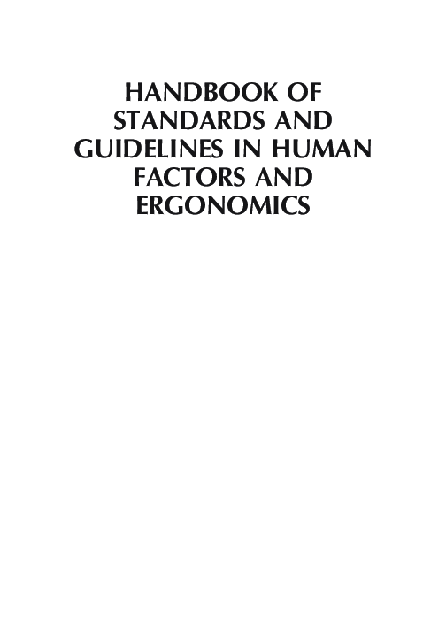 (PDF) HANDBOOK OF STANDARDS AND GUIDELINES IN HUMAN FACTORS AND ...