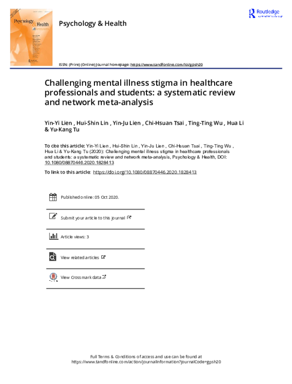 (PDF) Challenging mental illness stigma in healthcare professionals and students: a systematic ...