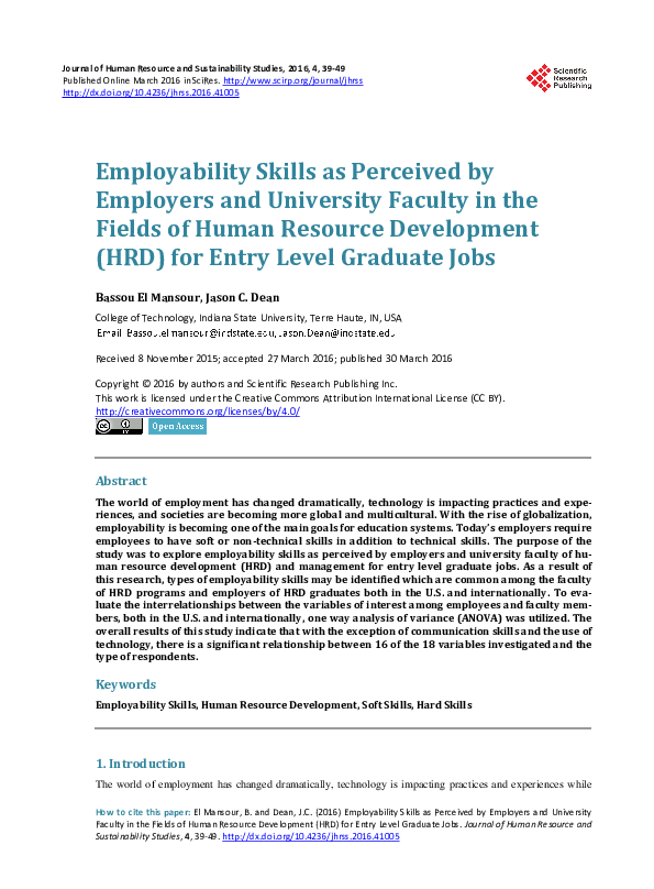 (PDF) Employability Skills as Perceived by Employers and University ...