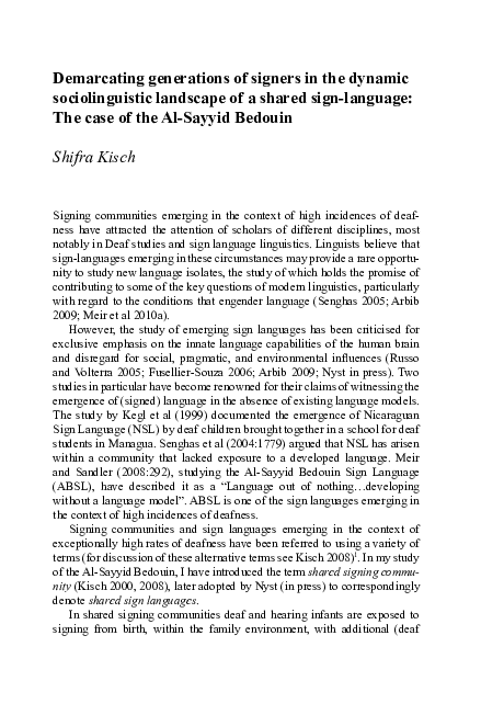 (PDF) Demarcating generations of signers in the dynamic sociolinguistic ...