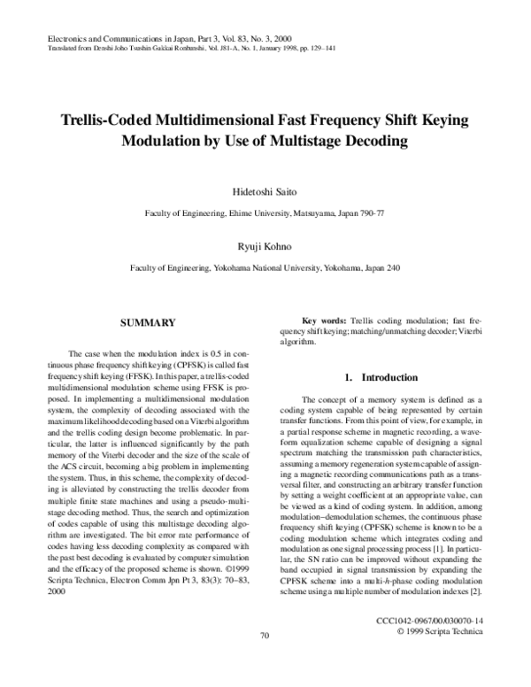 (PDF) Trellis-coded multidimensional fast frequency shift keying modulation by use of multistage ...