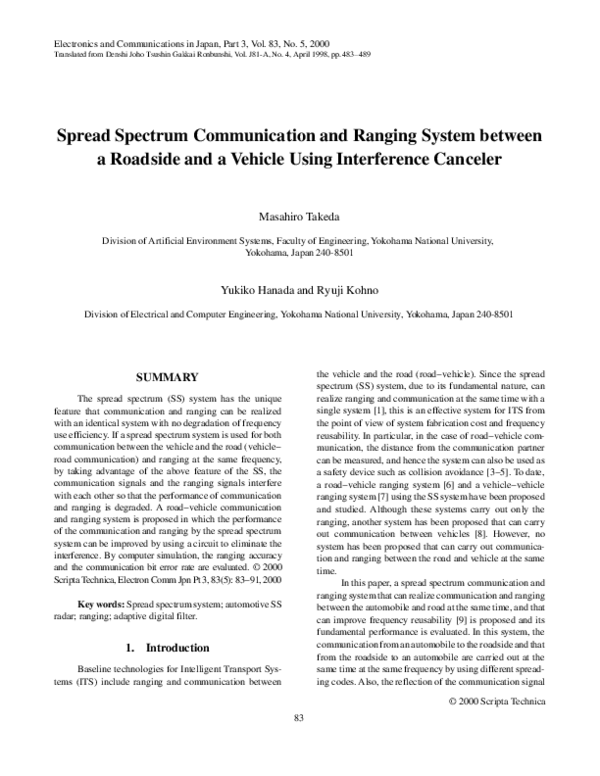 (PDF) Spread spectrum communication and ranging system between a roadside and a vehicle using ...