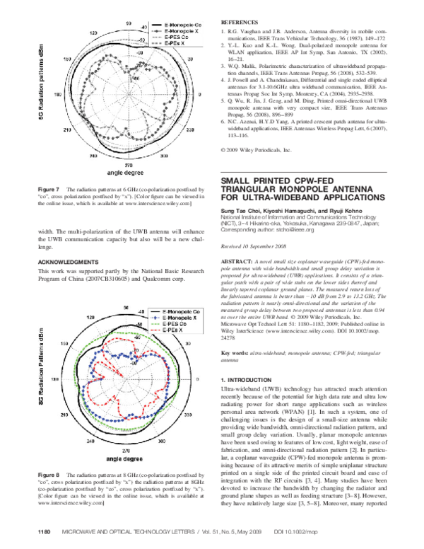 (PDF) Small printed CPW-fed triangular monopole antenna for ultra ...