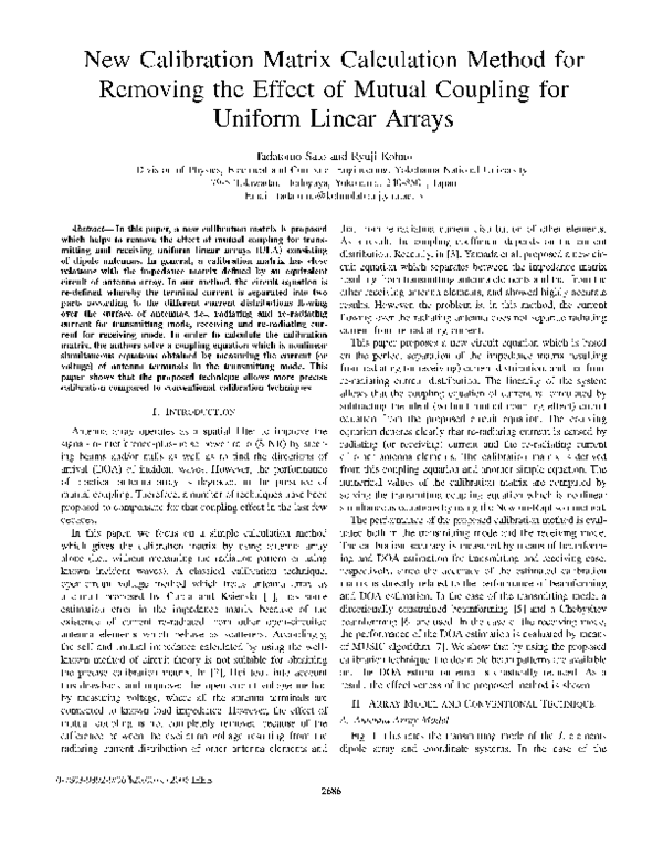 (PDF) Calibration Matrix for Mutual Coupling in ULA Antennas