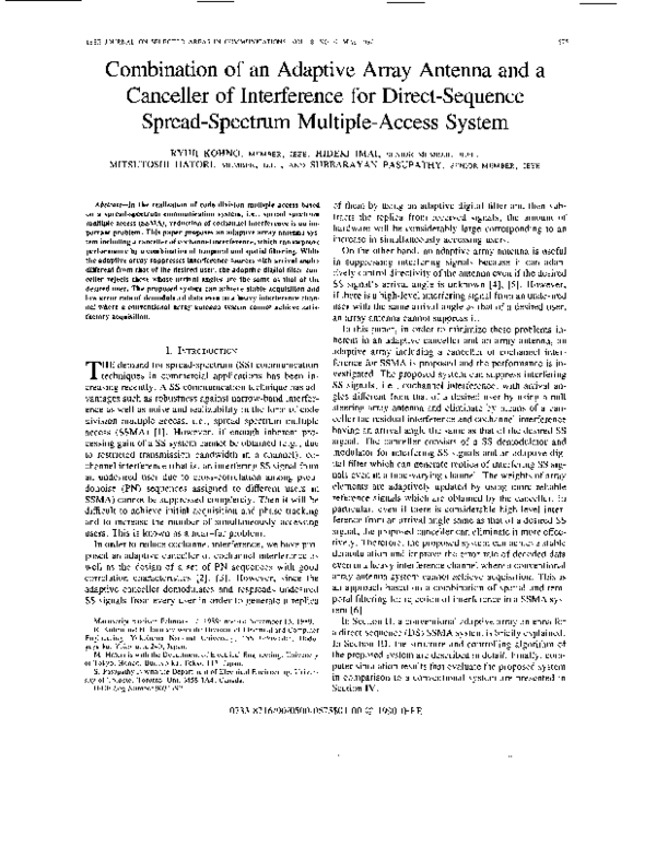(PDF) Adaptive Antenna and Canceller for SSMA