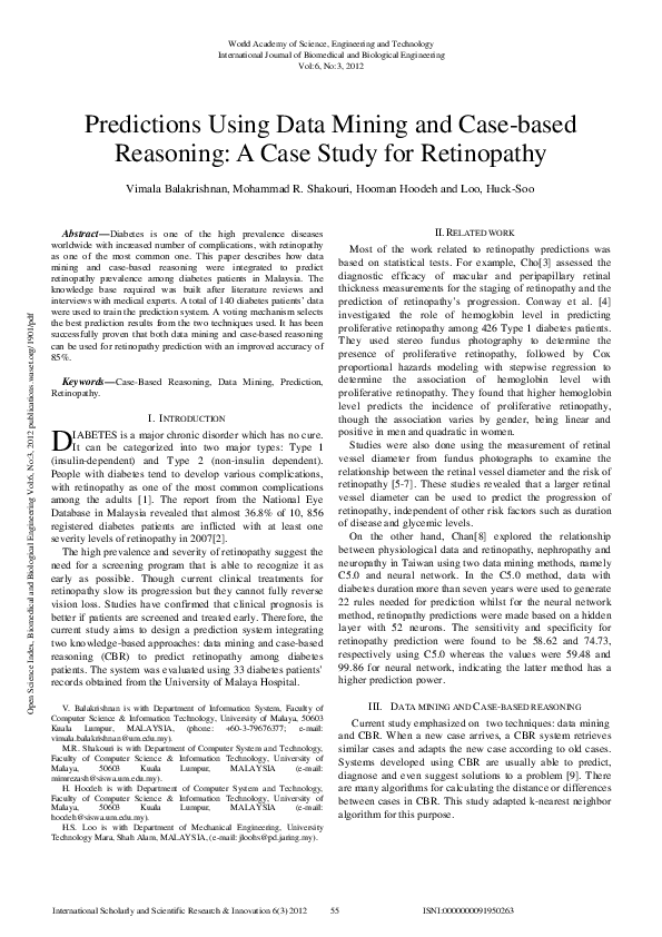 Pdf Predictions Using Data Mining And Case Based Reasoning A Case