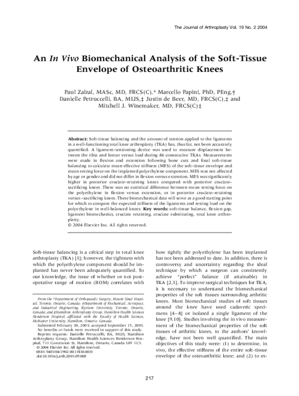 (PDF) An in vivo biomechanical analysis of the soft-tissue envelope of ...