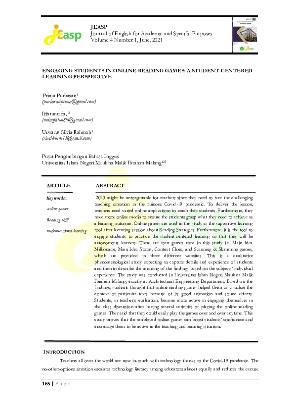 (PDF) Engaging Students in Online Reading Games: A Student-Centered ...