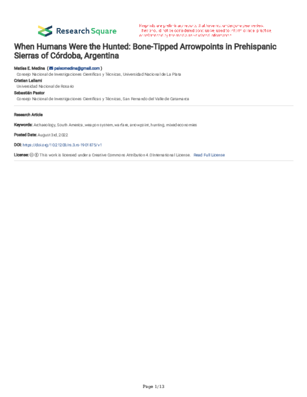 (PDF) When Humans Were the Hunted: Bone-Tipped Arrowpoints in ...