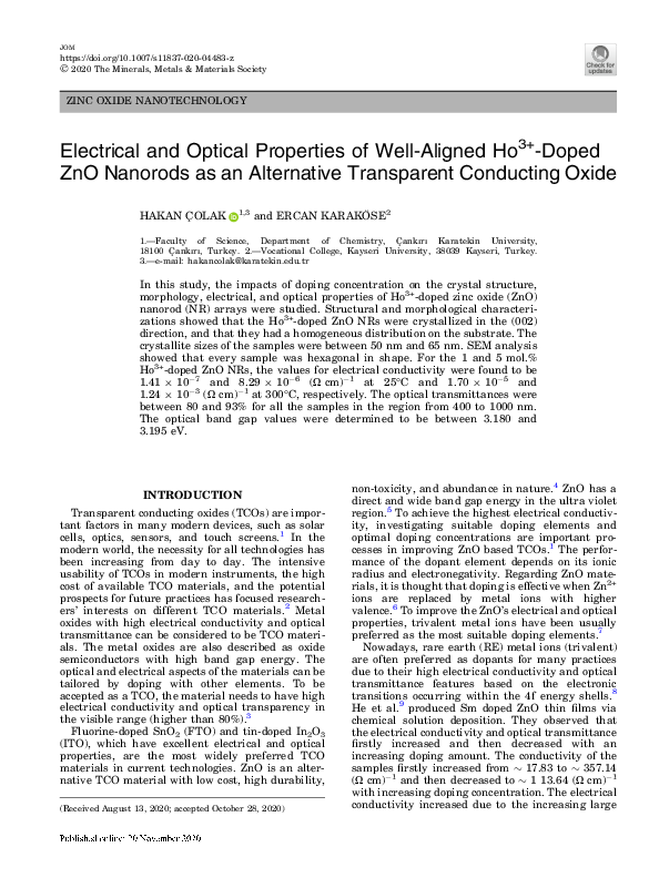 (PDF) Electrical and optical properties of well-aligned Al doped ZnO nanorod arrays annealed at ...