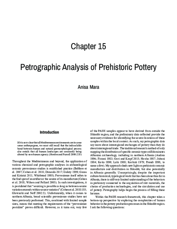 (PDF) Petrographic Analysis of Prehistoric Pottery