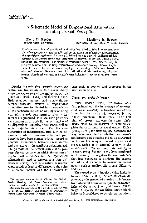 (PDF) A schematic model of dispositional attribution in interpersonal ...