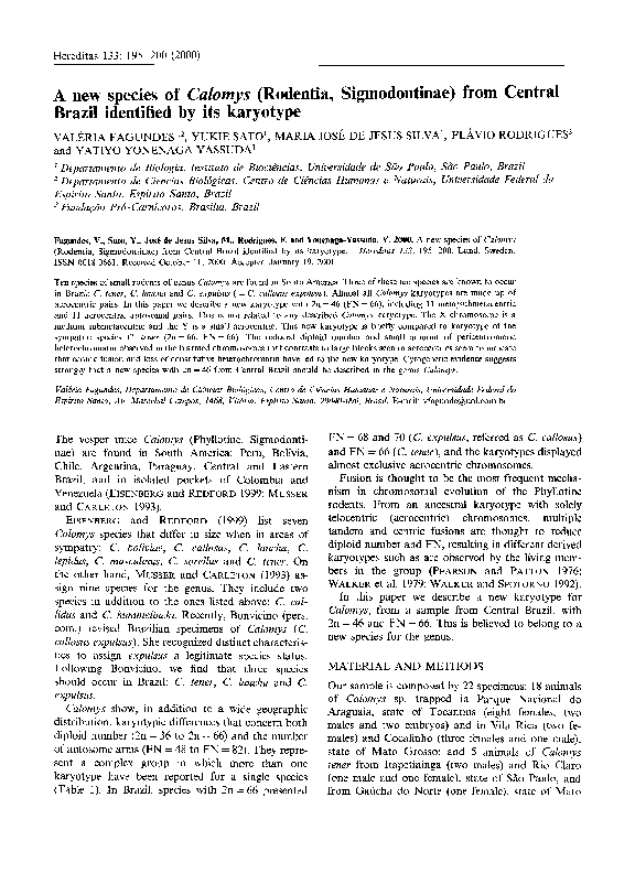 (PDF) A New Species of Calomys (Rodentia, Sigmodontinae) from Central ...