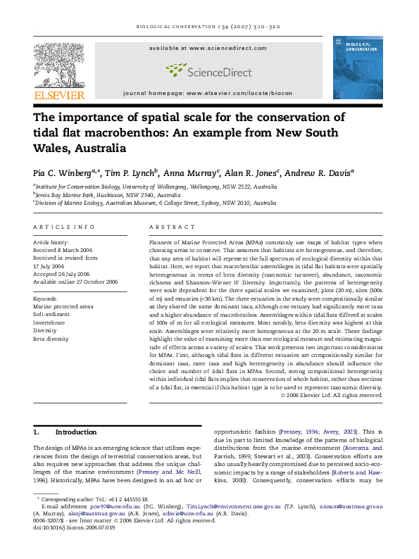 (PDF) The importance of spatial scale for the conservation of tidal ...