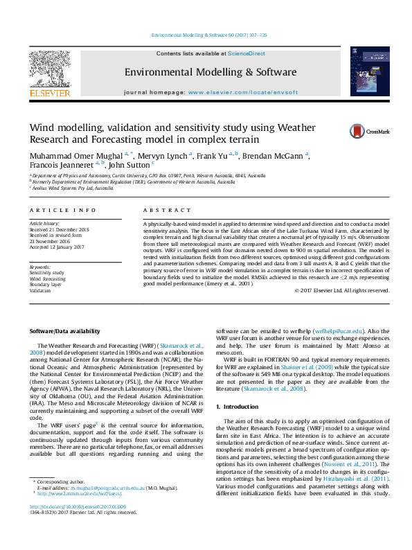 (PDF) Wind modelling, validation and sensitivity study using Weather Research and Forecasting ...