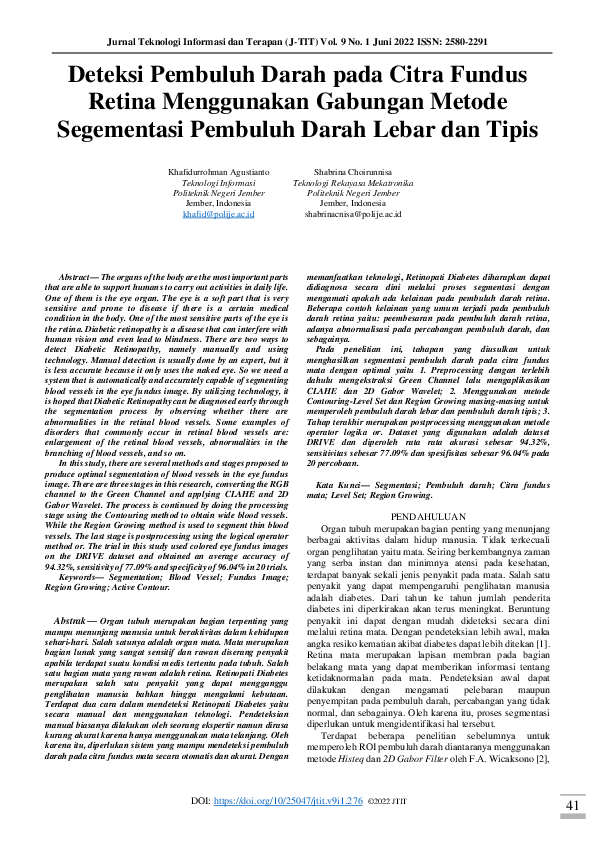 (PDF) Deteksi Pembuluh Darah pada Citra Fundus Retina Menggunakan ...