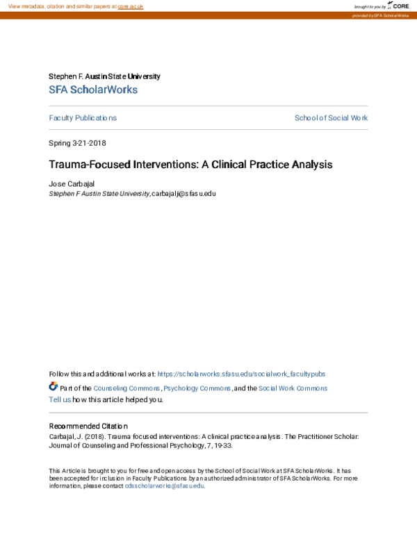 (PDF) Trauma Focused Interventions: A Clinical Practice Analysis