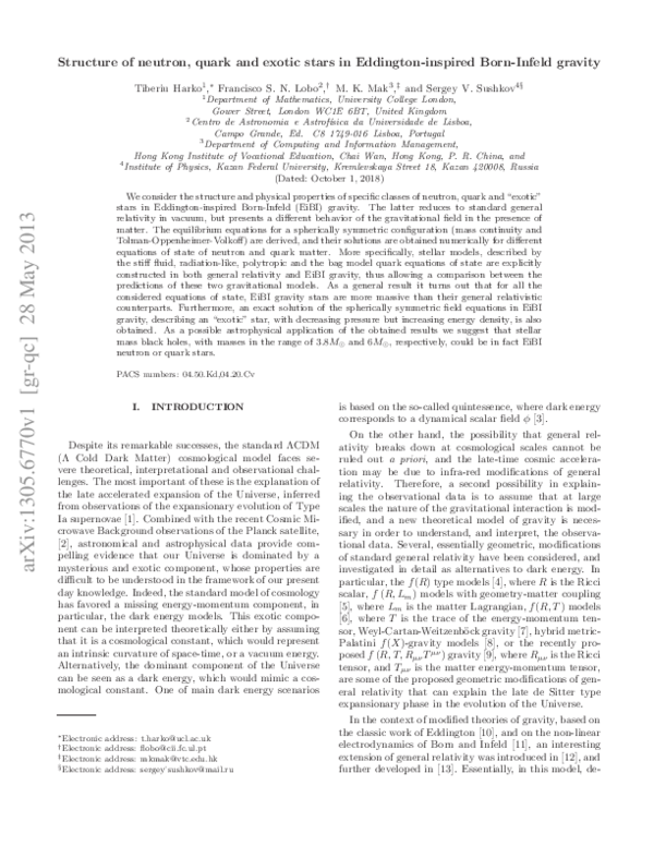 (PDF) Structure of neutron, quark, and exotic stars in Eddington ...