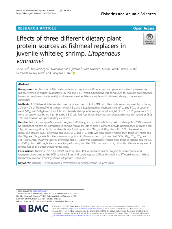 (PDF) Effects of three different dietary plant protein sources as fishmeal replacers in juvenile ...
