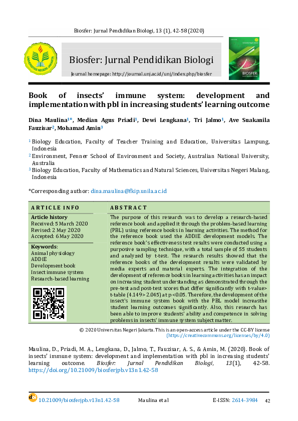 (PDF) Book of insects’ immune system: development and implementation with pbl in increasing ...
