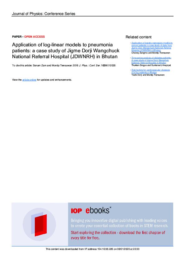 (PDF) Application of log-linear models to pneumonia patients: a case ...