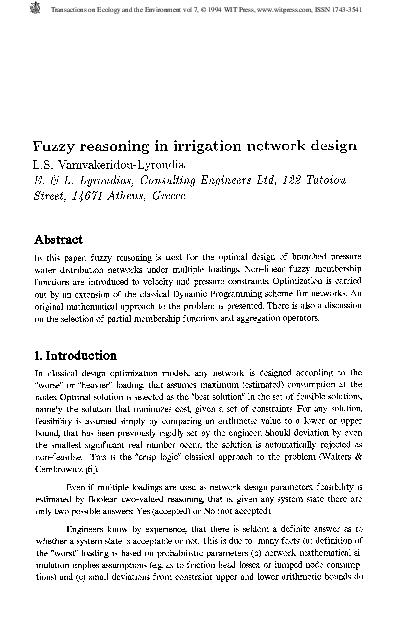 (PDF) Fuzzy Reasoning In Irrigation Network Design