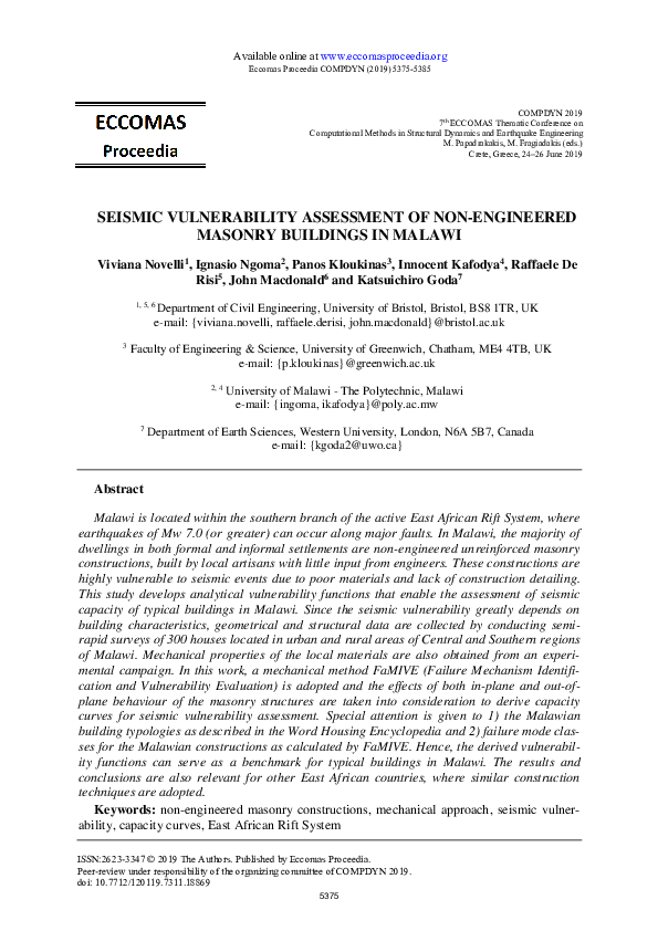 Pdf Seismic Vulnerability Assessment Of Confinedmasonry Wall Buildings