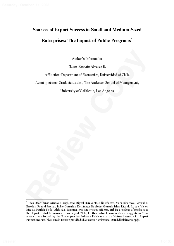 (PDF) Sources of export success in small- and medium-sized enterprises ...