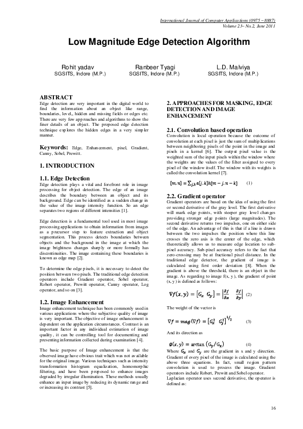 Pdf Low Magnitude Edge Detection Algorithm