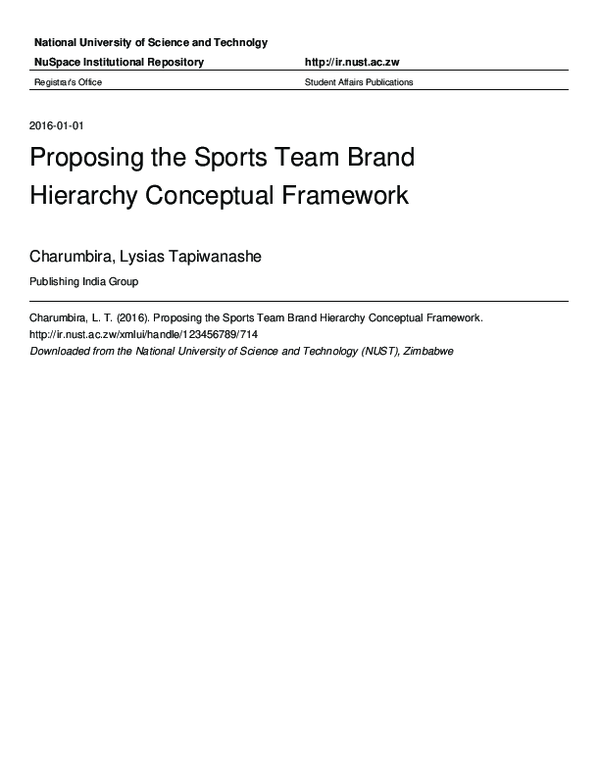 (PDF) Proposing the Sports Team Brand Hierarchy Conceptual Framework