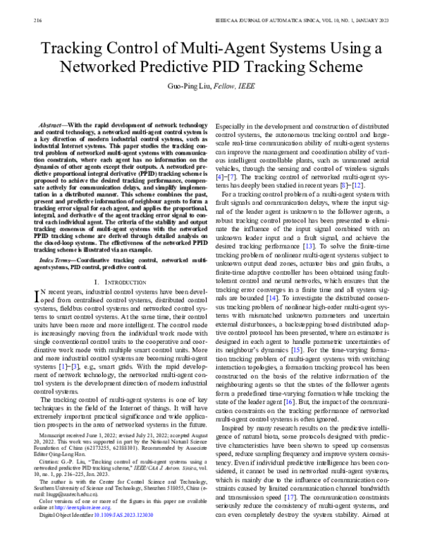 (PDF) Tracking Control of Multi-Agent Systems Using a Networked ...