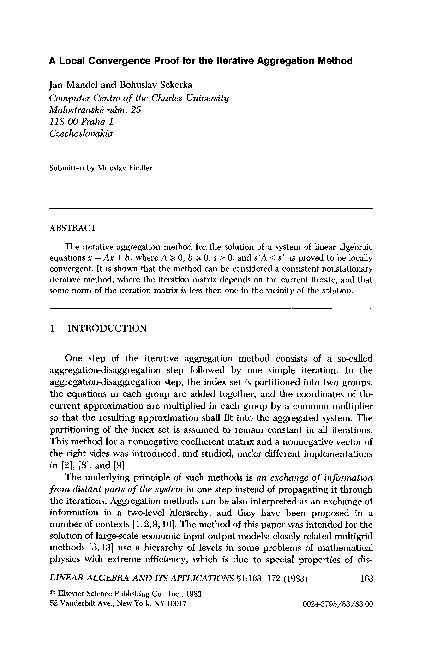 (PDF) A local convergence proof for the iterative aggregation method