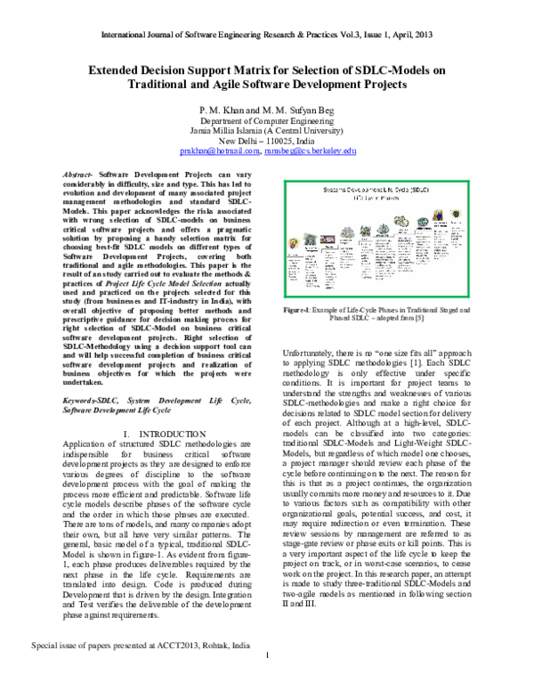 (PDF) Extended Decision Support Matrix for Selection of SDLC-Models on ...