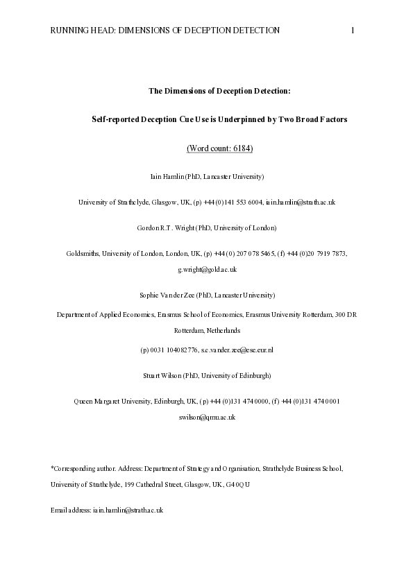 (PDF) The dimensions of deception detection: Self‐reported deception cue use is underpinned by ...