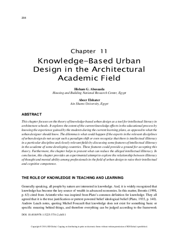 (PDF) Knowledge-Based Urban Design in the Architectural Academic Field
