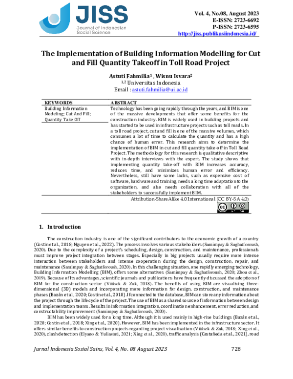 (PDF) The Implementation of Building Information Modelling for Cut and ...