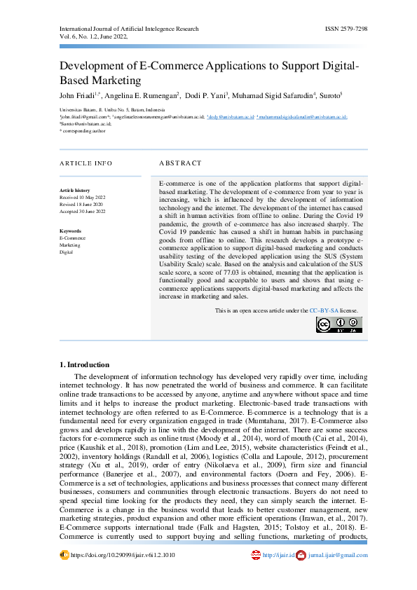 (PDF) Development of E-Commerce Applications to Support Digital-Based Marketing