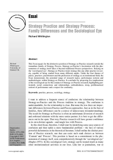 (PDF) Strategy Practice and Strategy Process: Family Differences and ...