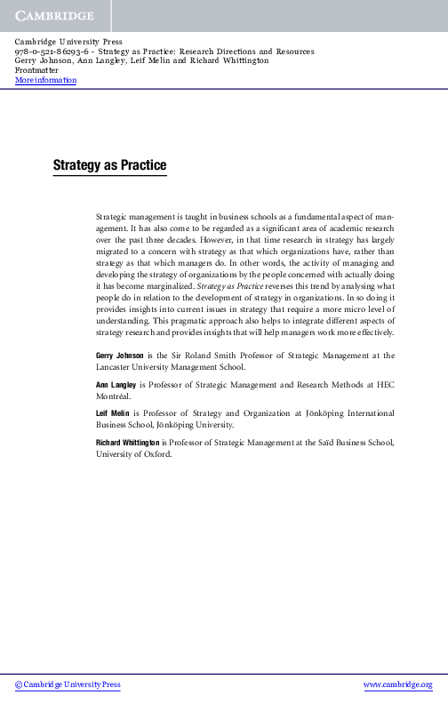 (PDF) Strategy as practice