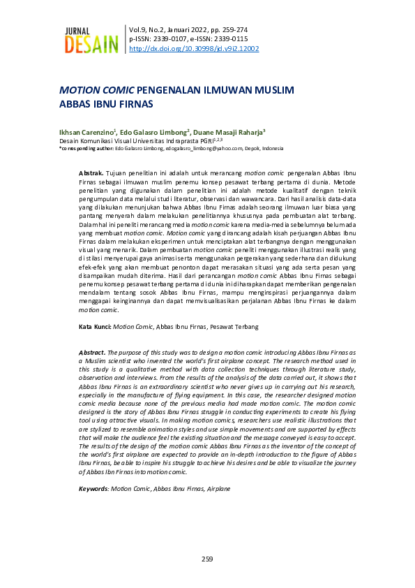 (PDF) Motion Comic Pengenalan Ilmuwan Muslim Abbas Ibnu Firnas (PDF) Motion Comic Pengenalan Ilmuwan Muslim Abbas Ibnu Firnas