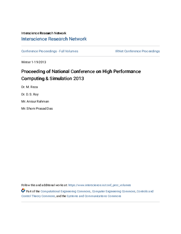 (PDF) Proceeding of National Conference on High Performance Computing & Simulation 2013 ...
