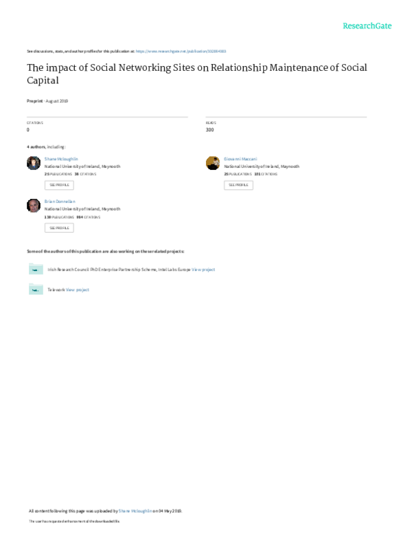 (PDF) The impact of Social Networking Sites on Relationship Maintenance ...